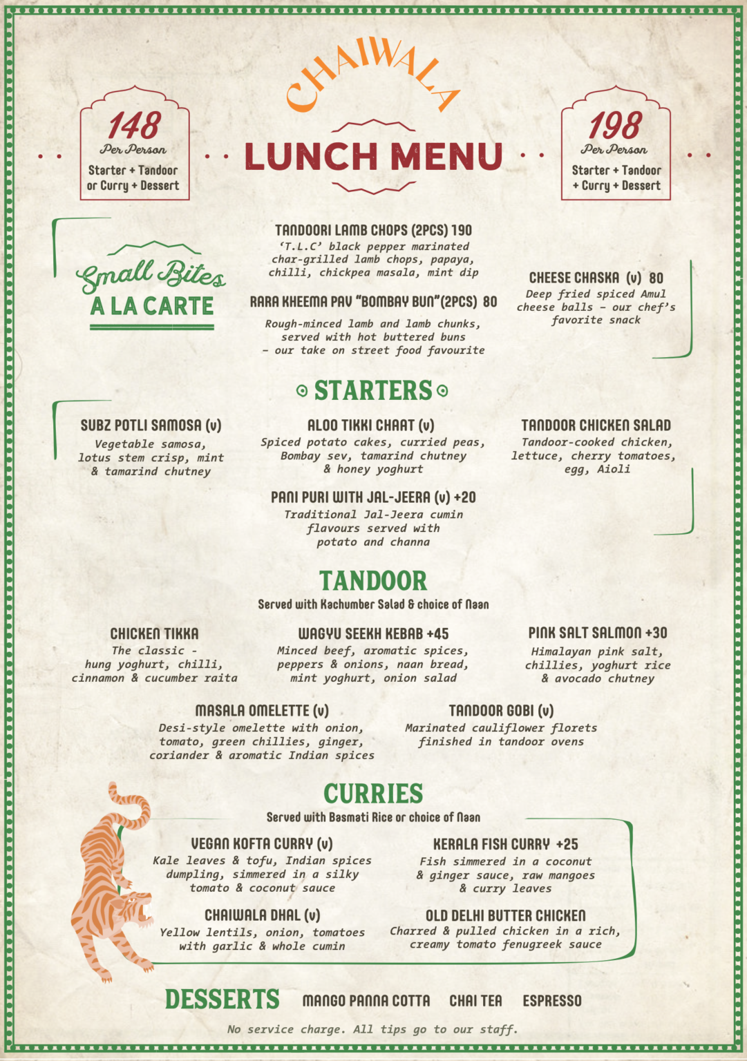 Chaiwala - Lunch menu