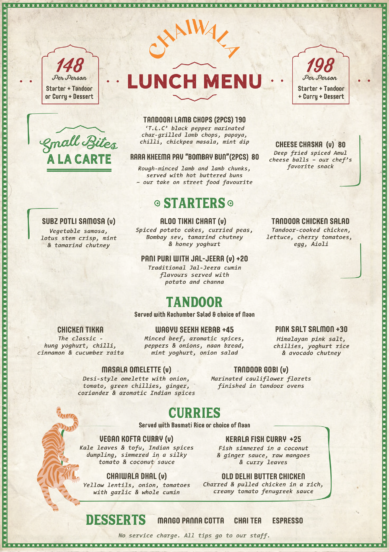 Chaiwala - Lunch menu